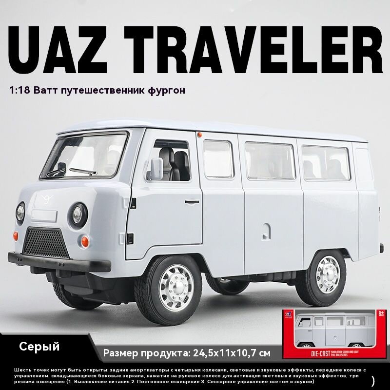 Модель автомобиля УАЗ Буханка 1:18 Инерционный игрушечный автомобиль UAZ "Буханка"