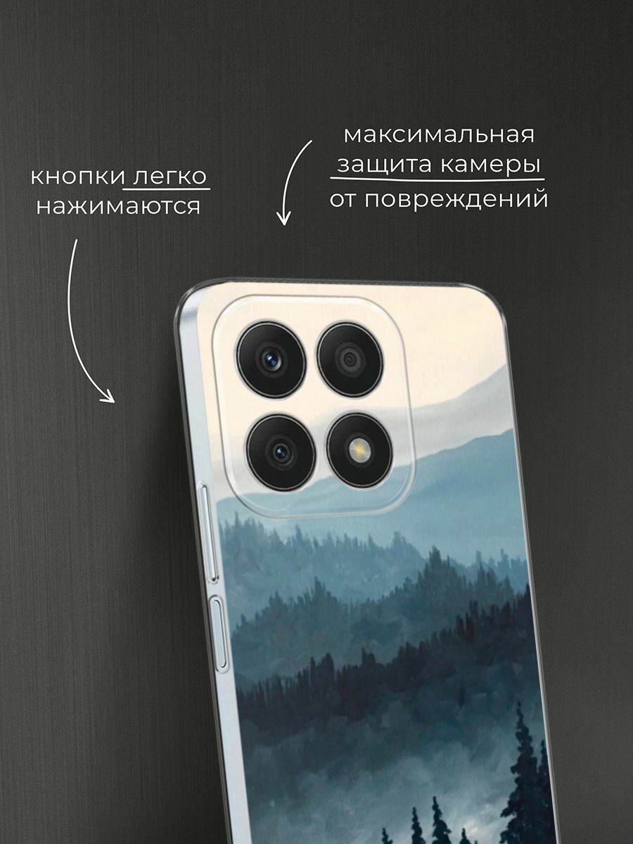 Силиконовый чехол на Honor X8A / Хонор X8A с принтом "Туманные горы" — фото 1