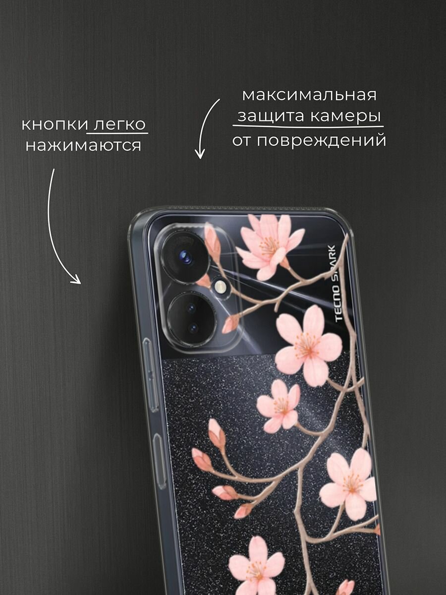 Чехол на Tecno Spark 9 Pro / Техно Спарк 9 Про с принтом "Веточка распускающейся сакуры 2" — фото 1