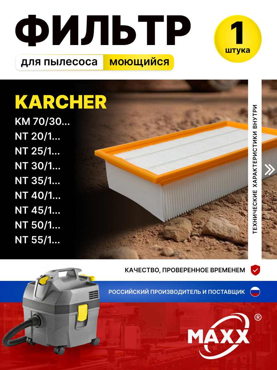 Фильтр для пылесоса для пылесоса Karcher 20/1 25/1 30/1 35/1 40/1 45/1 50/1 55/1 моющийся