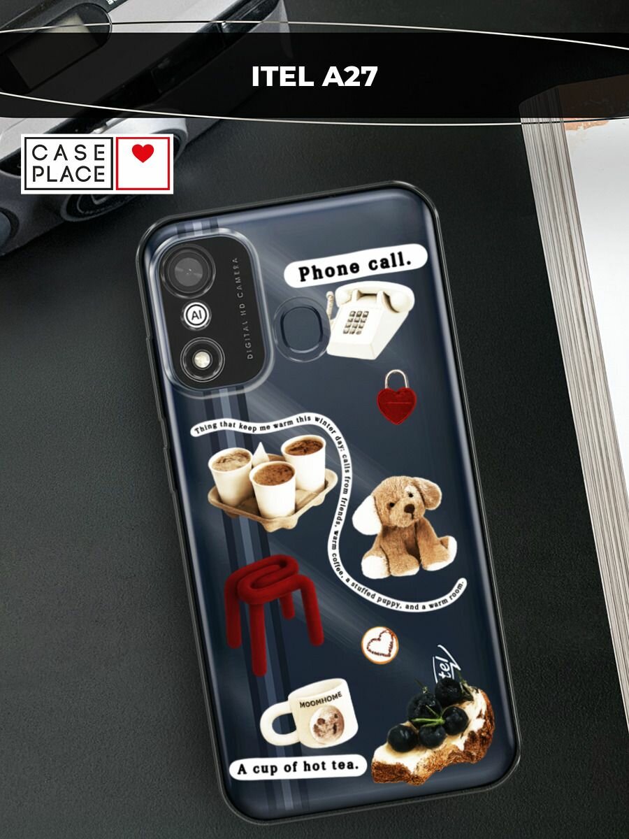 Чехол на Itel A27 / Ител А27 с принтом "Phone call", прозрачный