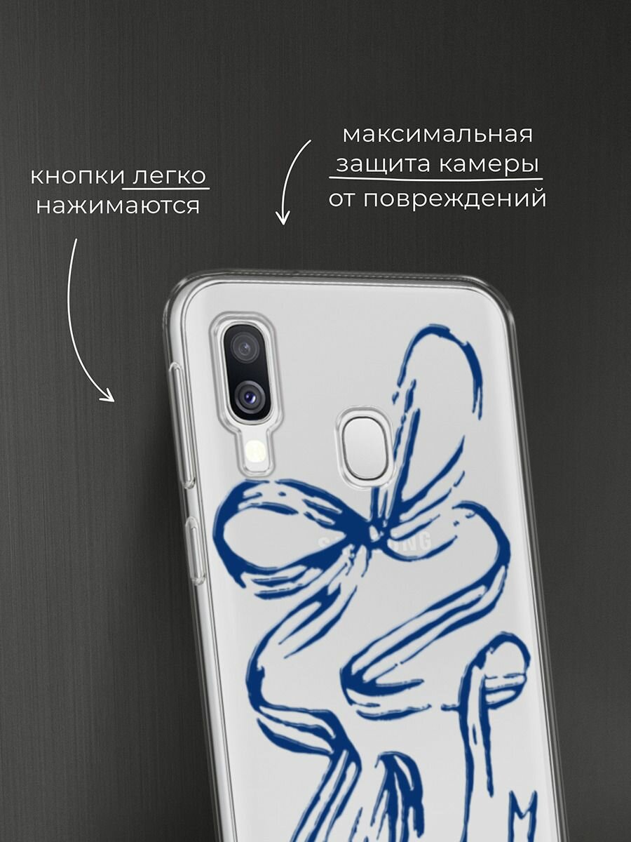 Чехол на Samsung Galaxy A40 / Самсунг Галакси А40 с принтом "Синие очертания банта 2" — фото 1