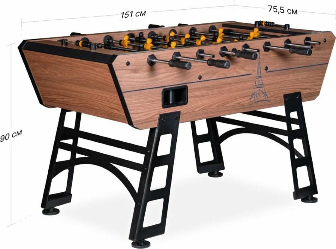 Игровой стол футбол WEEKEND Eiffel (151х75,5х90см) коричнево-черный