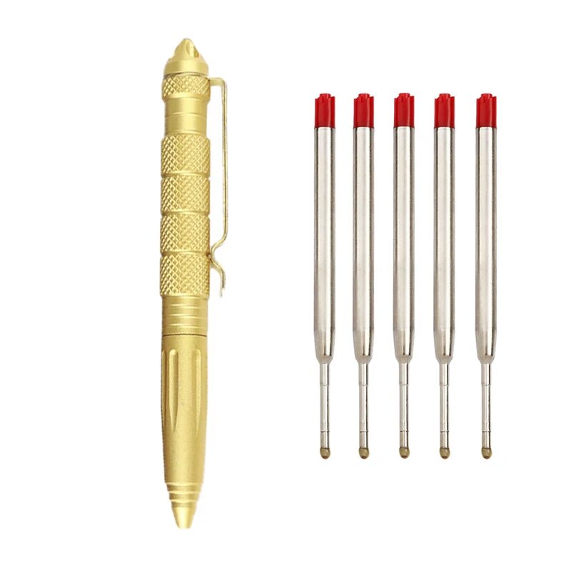 Металлические тактические шариковые ручки Gold with 5 Refills