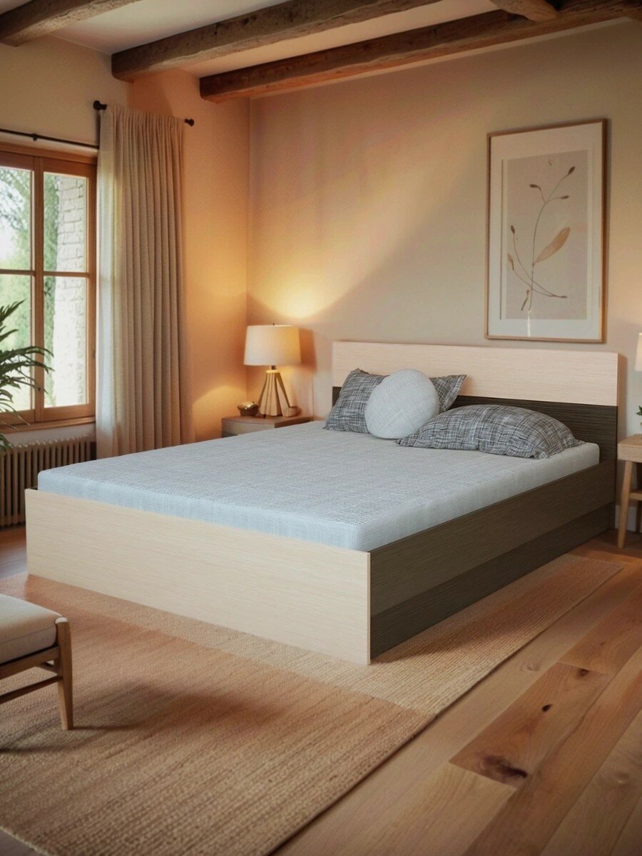 Кровать Горизонт "Юнона", двуспальная, ЛДСП, цвет венге/дуб, 140x200 см