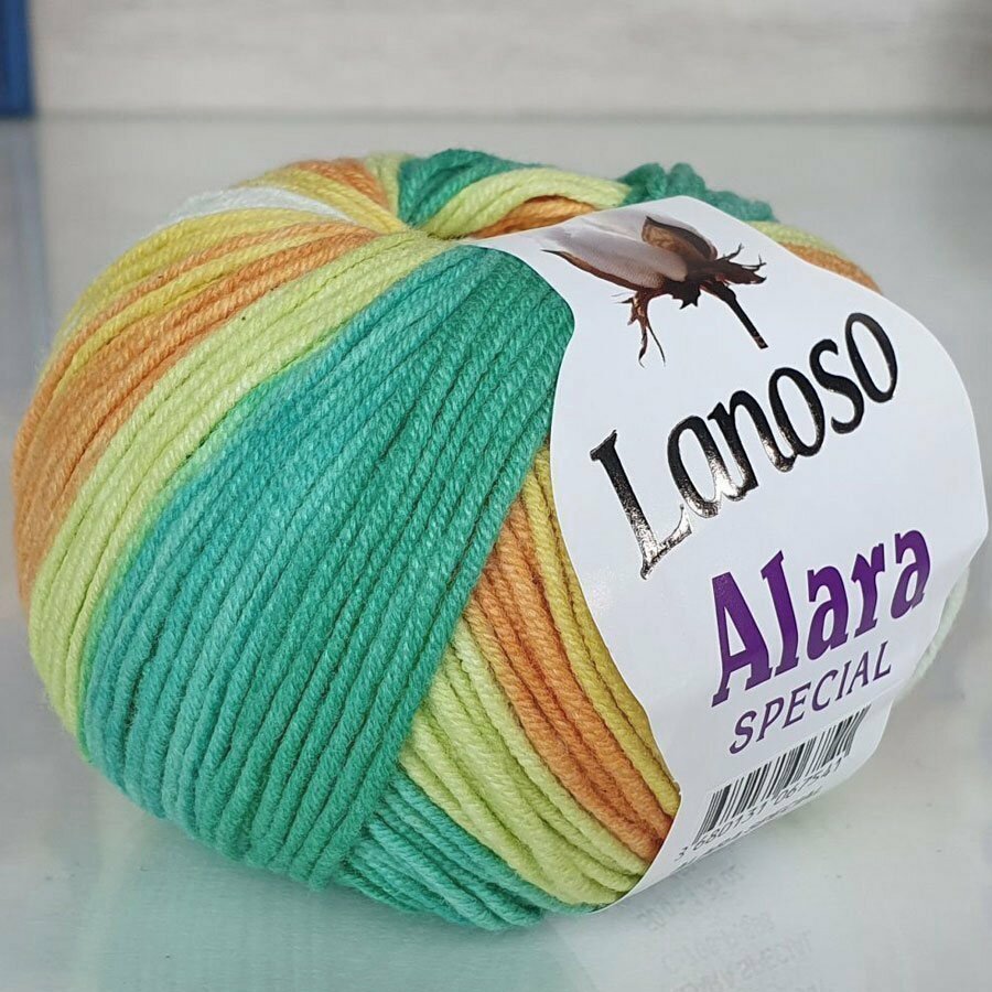 Пряжа Lanoso ALARA SPECIAL 706 оранж/салат (5 мотков)