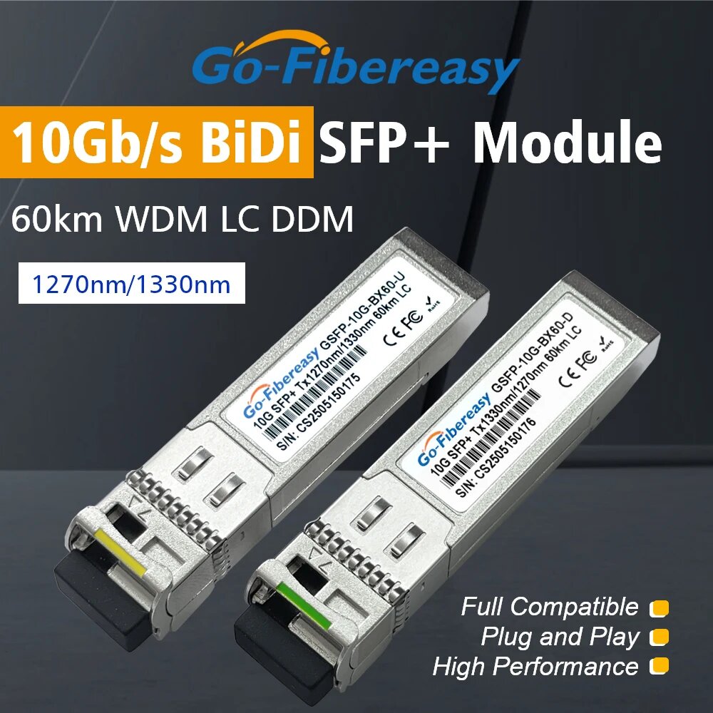 Go-Fibereasy SFP+ 10G BiDi LC 60 км, 1Pair For Juniper