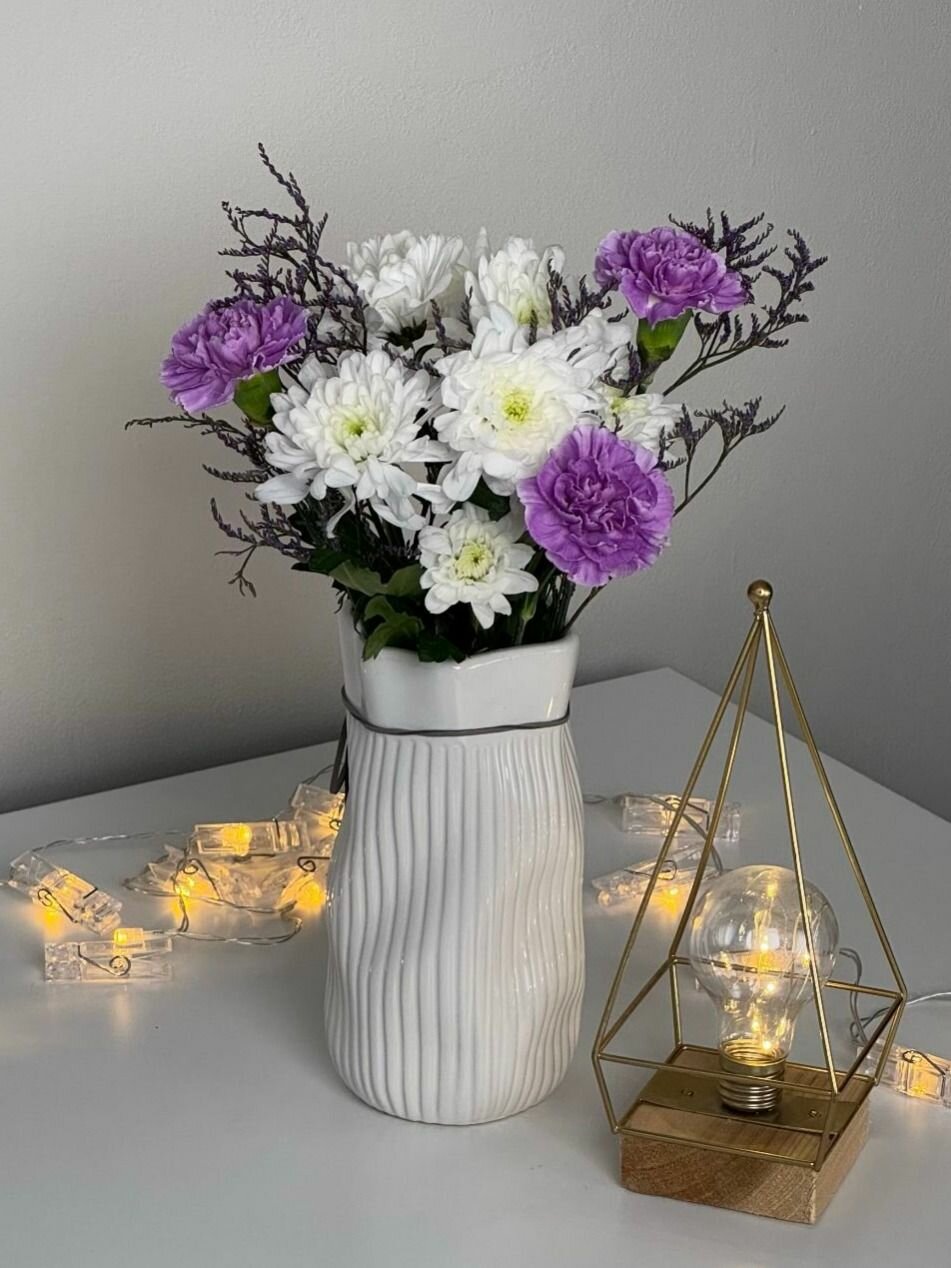 Цветы живые букет из гвоздик и хризантемы Магия дня от Flor2u