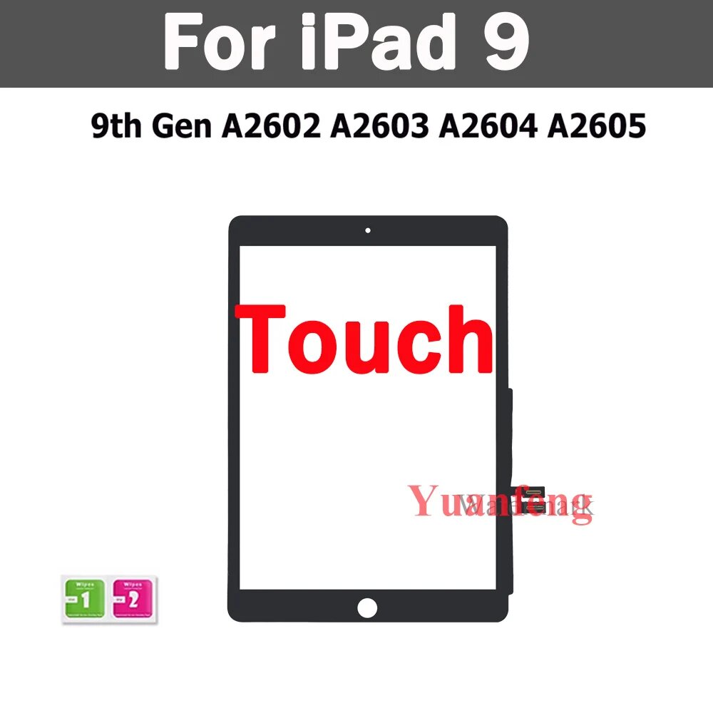 Новый 10,2-дюймовый сенсорный экран для iPad 9 9th A2602 A2603 A2604 A2605 2021 Gen, замена переднего внешнего стекла с дигитайзером сенсорного экрана, Black