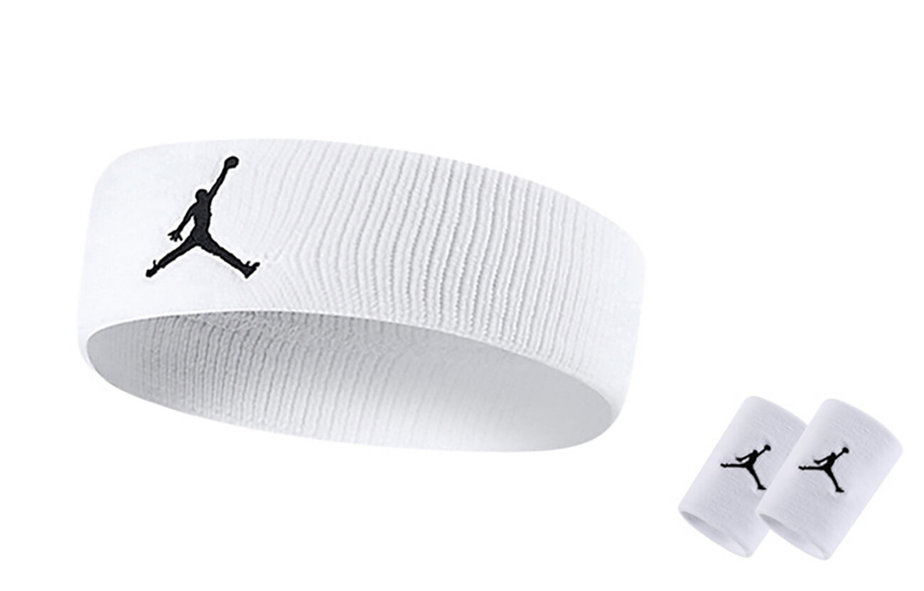 Повязка для головы Jordan Dri FIT Jumpman, белая, wrist brace+hair band