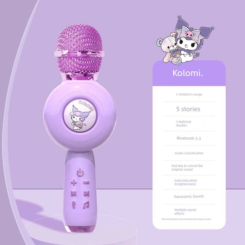 Куроми детский микрофон для караоке с Bluetooth, USB-зарядкой, 15 песнями и подключением к двум устройствам для девочек