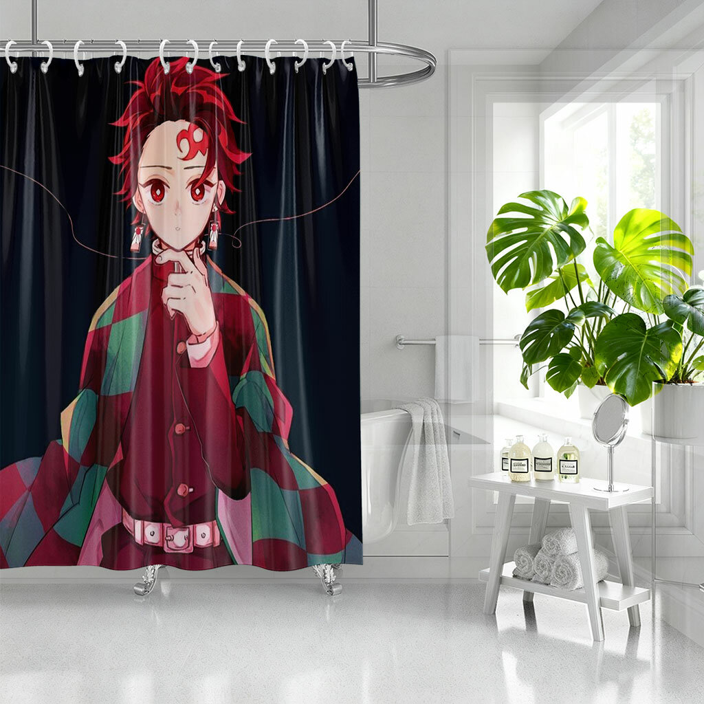 Анимационный принт можно использовать для настройки тканевых занавесок ванной комнаты, высота 180 см, ширина 180 см; Высота 200 см, ширина 200 см, 12 шт, крепкий крюк