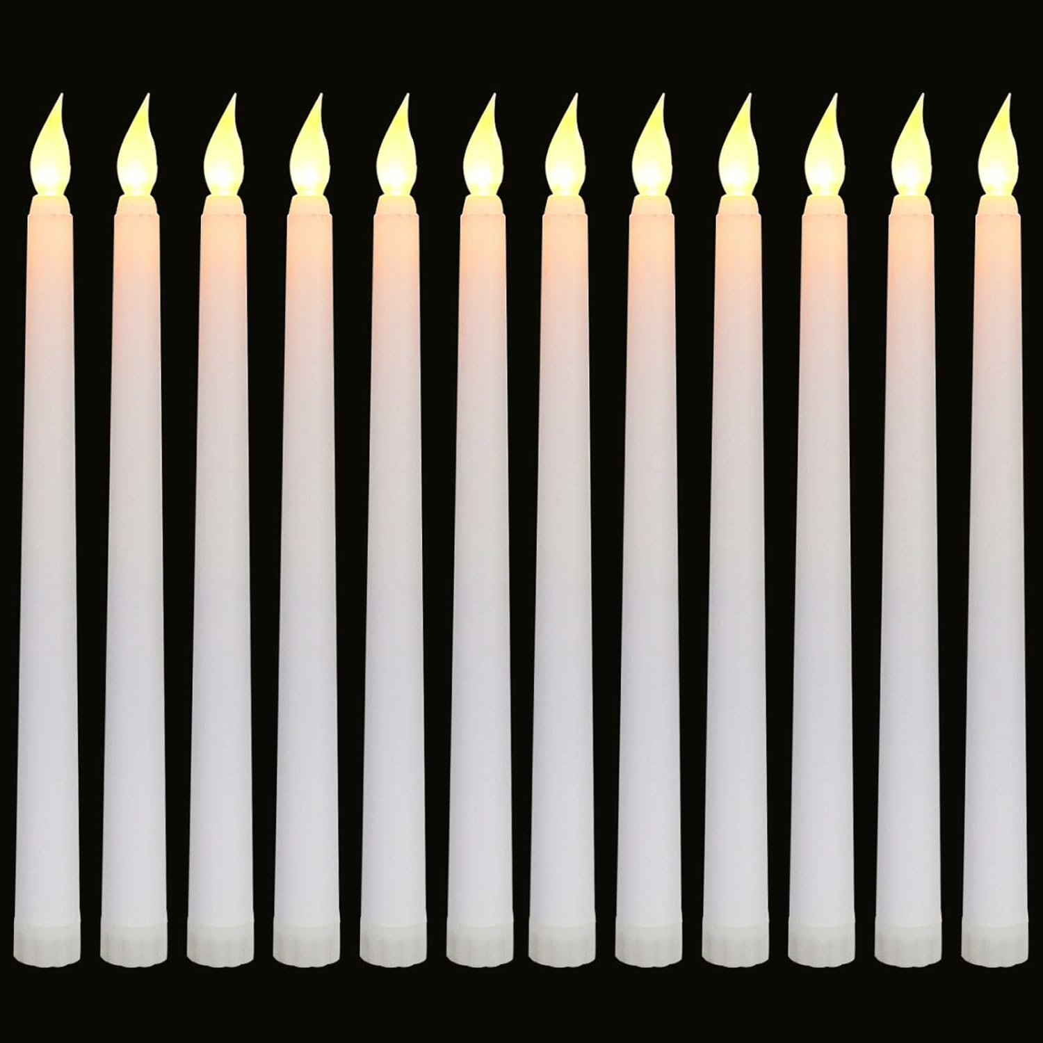 12 ПКС Безопасные свечки LED без пламени - 11 дюймов (28 x 2.1 см) мигающие свечи с таймером на 6 часов (без пульта) питание от батарейок, белые, для дома свадьбы вечеринок праздников декор