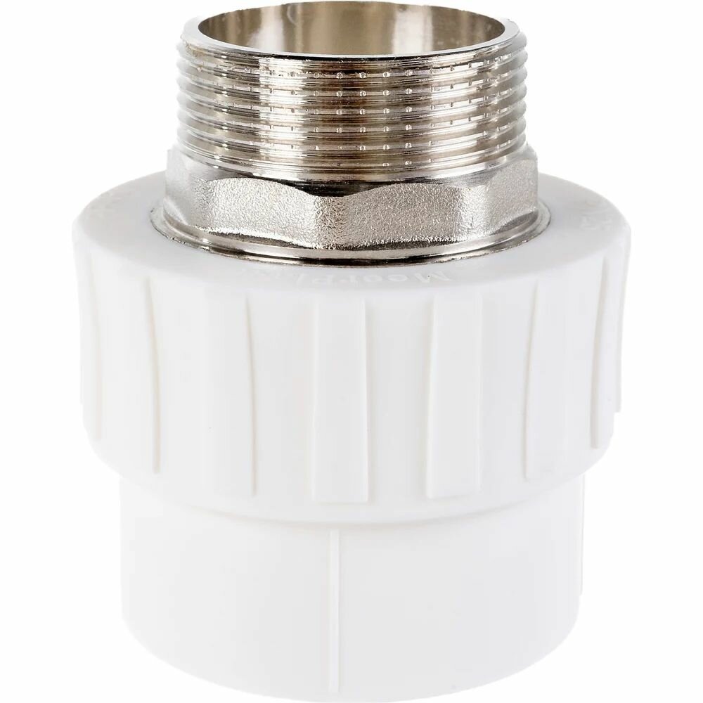 Комбинированная муфта PPRC MeerPlast Дн50x40 Ру25 белая наружная резьба D200-00457