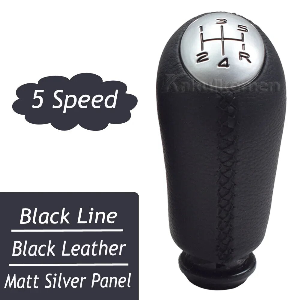 Кожаный рычаг КПП 5-ти скоростей, Black-Matt