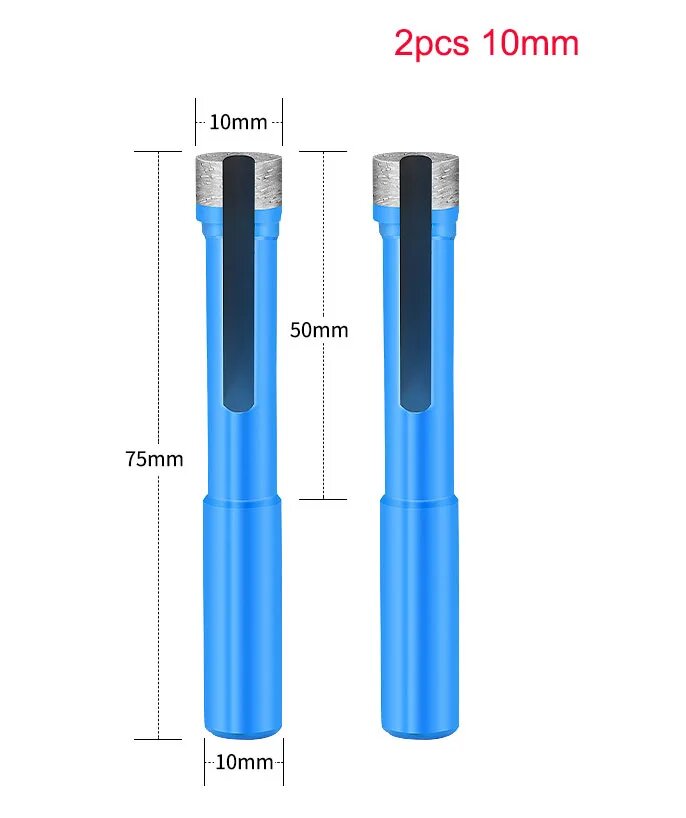 Алмазная коронка для сверления мрамора, гранита, кирпичной плитки, керамики, бетона, 6-100 10mm-2pcs