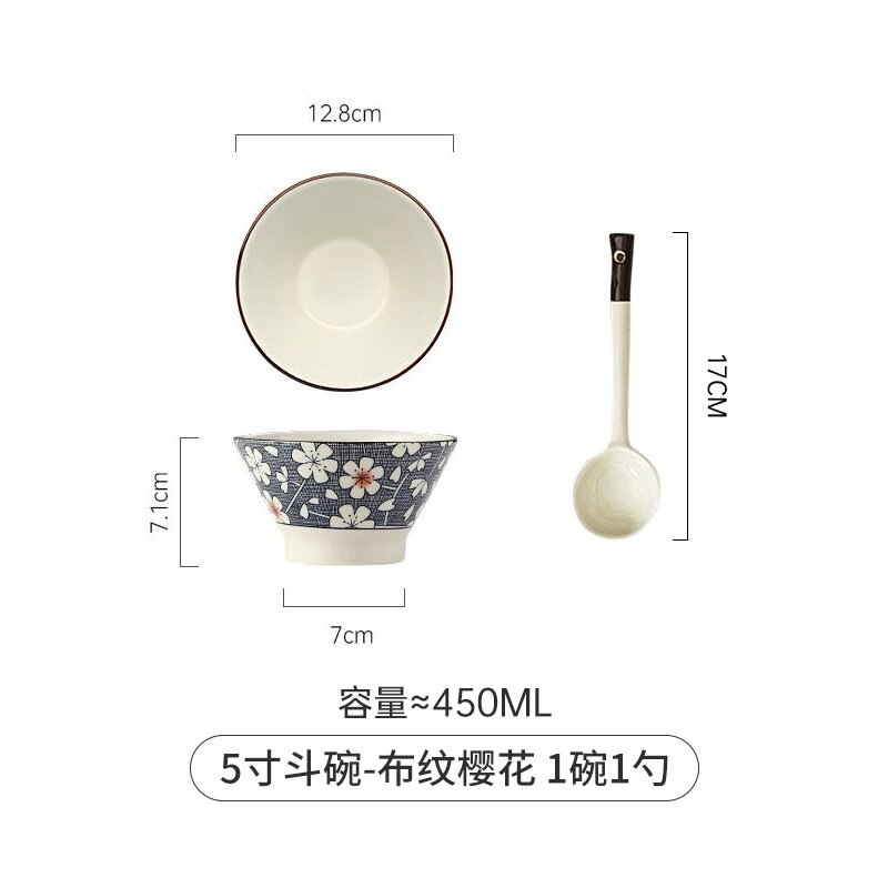 Китайская керамическая посуда с глазурью под глазурью: миска для лапши, коническая миска, миска-труба, домашняя суповая