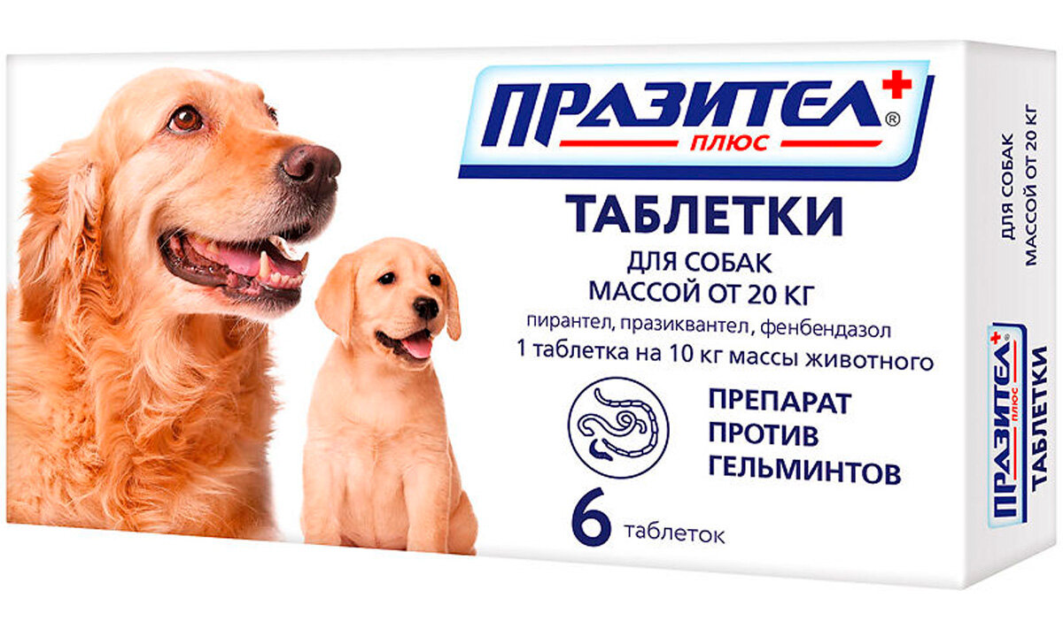 Празител плюс антигельминтик для собак и щенков средних пород 6 таблеток (1 уп)