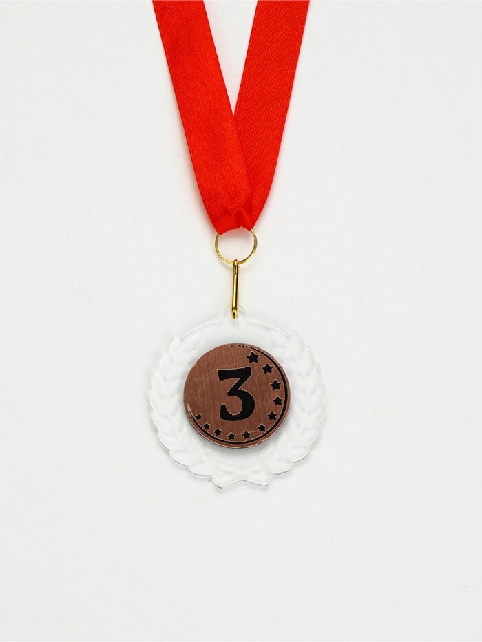 Медаль призовая «3 место», на ленте, d=5 см