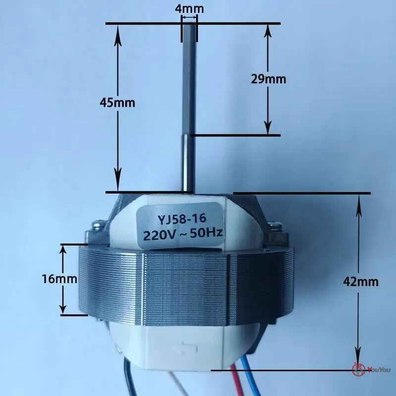 Мотор YJ58-16 универсальный, для вентилятора, тепловентилятора, сушилок и др.