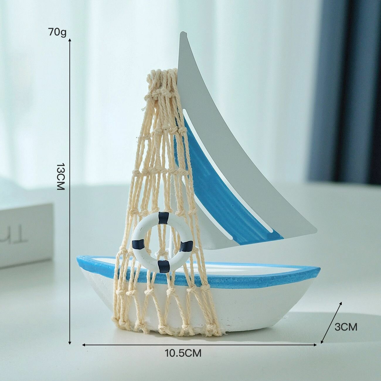 Модель средиземноморского парусника, гладкий парусный орнамент, деревянная жестяная маленькая лодка, ручная работа, корабль, декор в океанском стиле