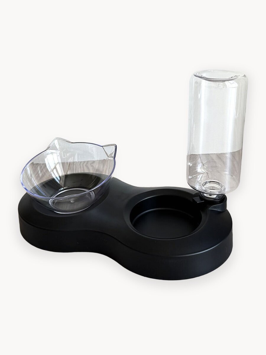 Миска для животных, кошек, собак на подставке двойная с автопоилкой