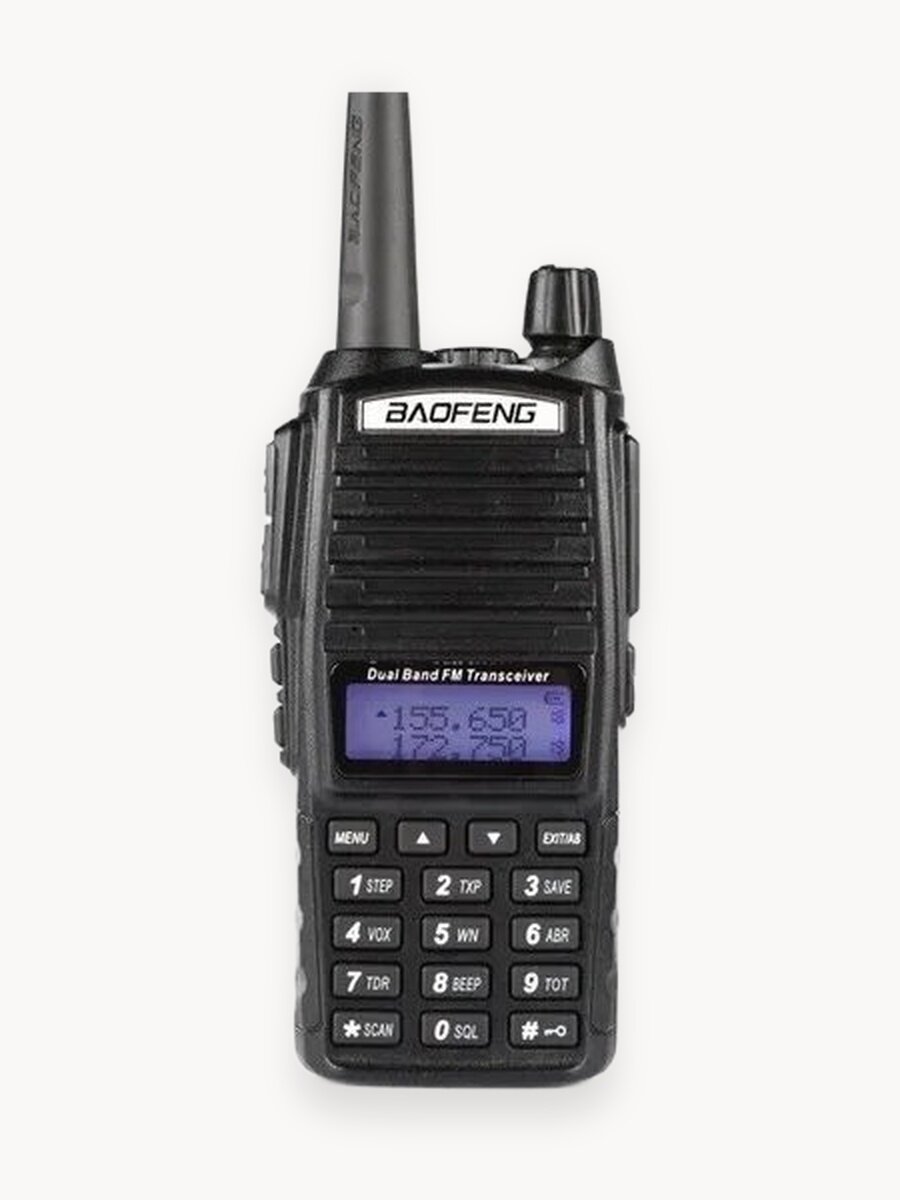 Радиостанция двусторонней связи Baofeng /2000мАч ( 136-174/400-520) МГц/ 128 кан./ 8 Вт UV-82, стальной