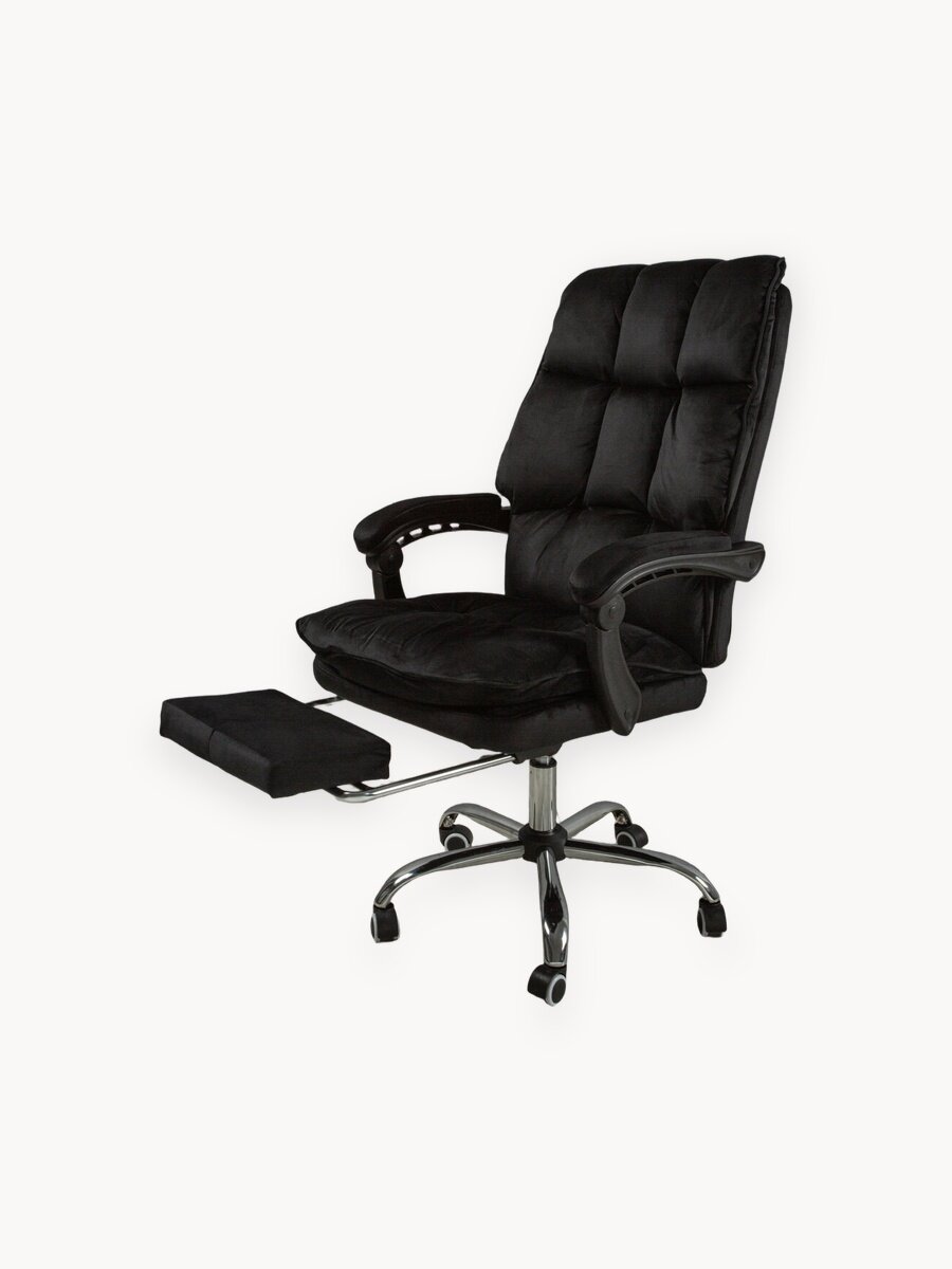 Мягкое компьютерное кресло для дома и офиса, с подставкой для ног, из велюра, цвет черный