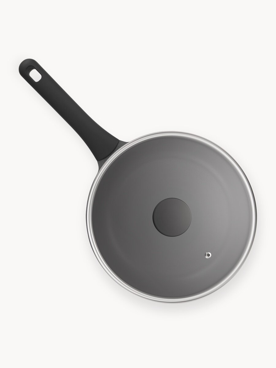 Сковорода из алюминия Pragma Pelke 24 см с антипригарным покрытием, крышка в комплекте, индукция