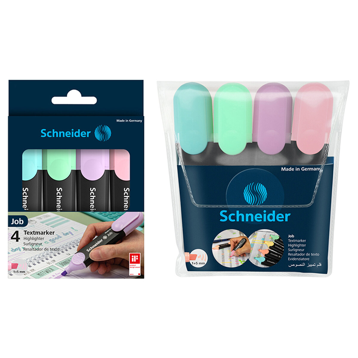 Набор текстмаркеров Job пастельные 4цв. 1-5мм Schneider