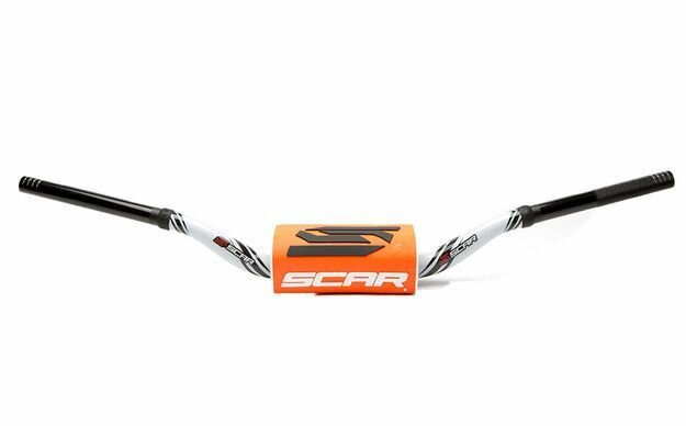 Руль Scar O2 28.6 (1 1/8) RC Style белый с оранжевой подушкой
