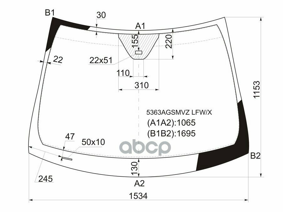 Стекло лобовое (Датчик дождя) Mercedes-Benz R-Class 05-13 XYG арт. 5363AGSMVZ LFW/X