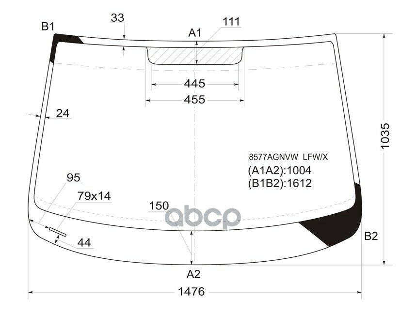 Стекло лобовое (Молдинг) Volkswagen Touran 03-15 XYG арт. 8577AGNVW LFW/X