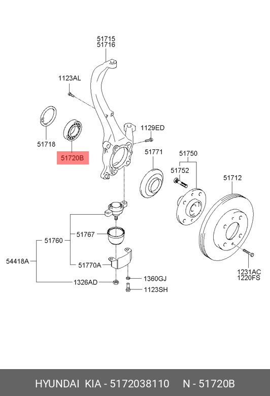 Подшипник ступицы колеса Hyundai Kia 51720-38110