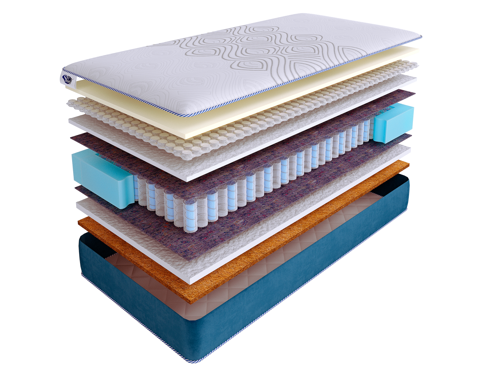 Ортопедический матрас с эксклюзивным высоким уровнем комфорта SkySleep SUPREME NANO Support DS на кровать 195x185