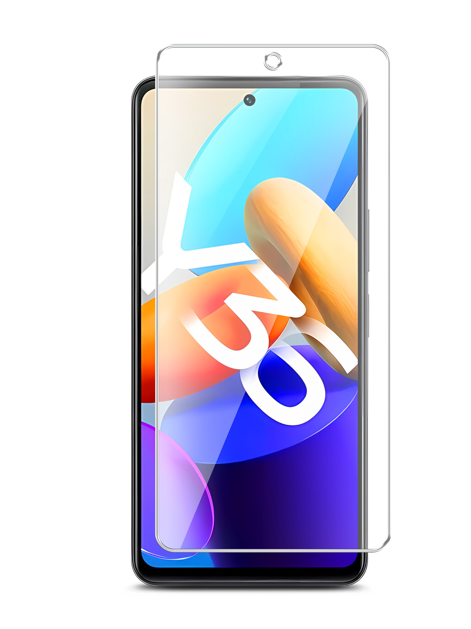 Защитное стекло для Vivo Y36 (Виво У36) на Экран, (гибридное: пленка+стекловолокно), прозрачное силиконовая клеевая основа тонкое Hybrid Glass, Miuko