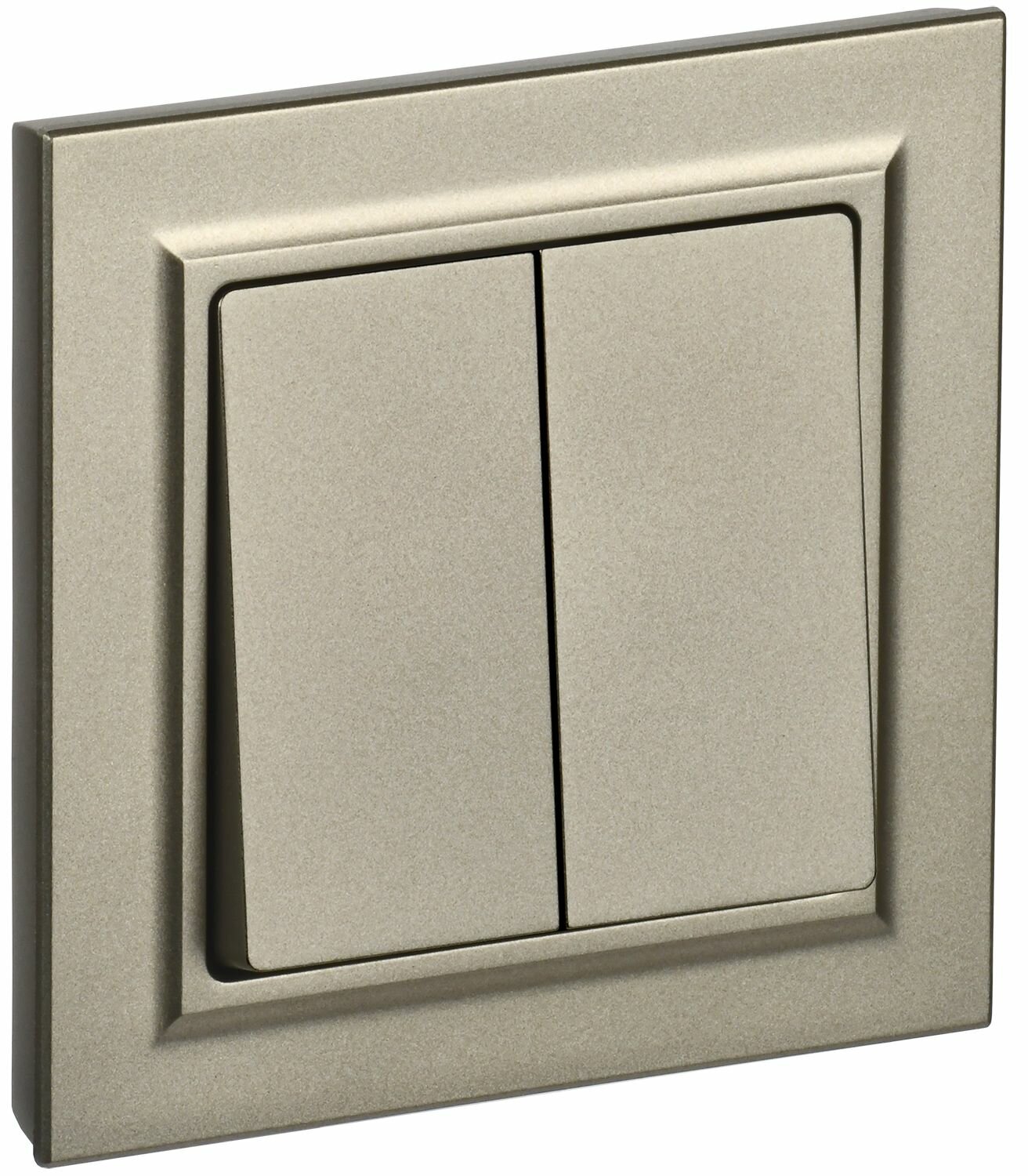 Выключатель двухклавишный в сборе Шампань IEK Brite IP20 пластик