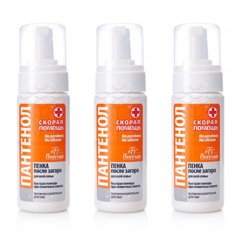 Пенка после загара Floresan, Пантенол Скорая помощь, для всей семьи, 150 мл, 3 шт.