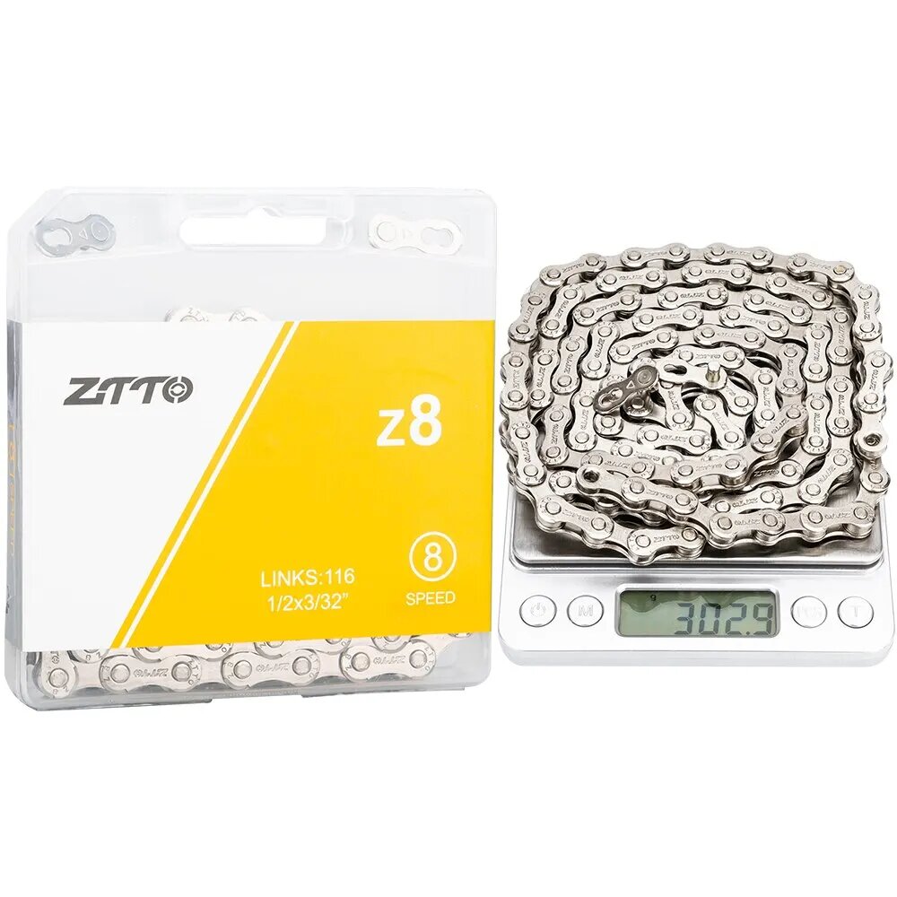 Велоцеп ZTTO Z8 116L, 8 скоростей, серебристый