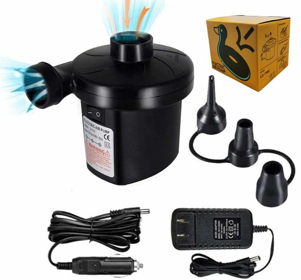 Насос Для Матраса Надувной/Лодки ПВХ/Бассейна ShopGo от сети 220В и автомобиля 12В,400 л/мин,3 Насадки