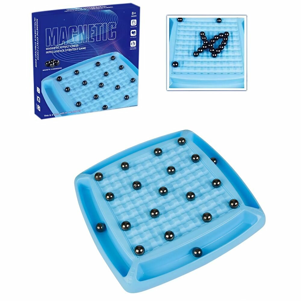Настольная игра для детей и взрослых Магнитный бой, игровое поле 28 х 28 см, 20 шариков, рулетка с заданиями