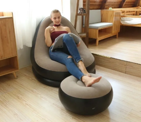 Надувной диван - кресло с пуфиком