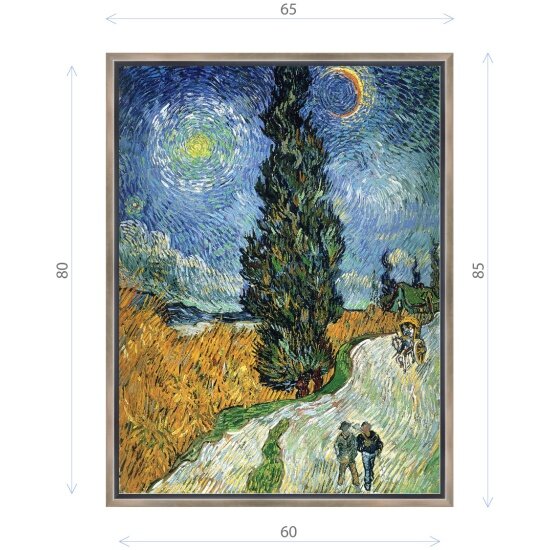 Картина Декор Депо Винсента Ван Гога Дорога с кипарисом под звездой Матовый холст в раме 85х65 см