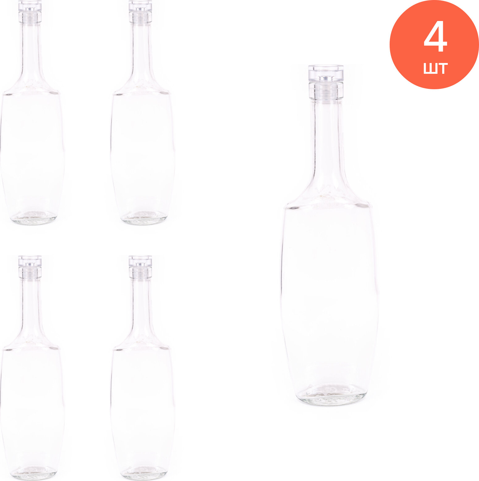 Графин Хрустальный звон Эвелина стекло прозрачный 0,5л (комплект из 4 шт)