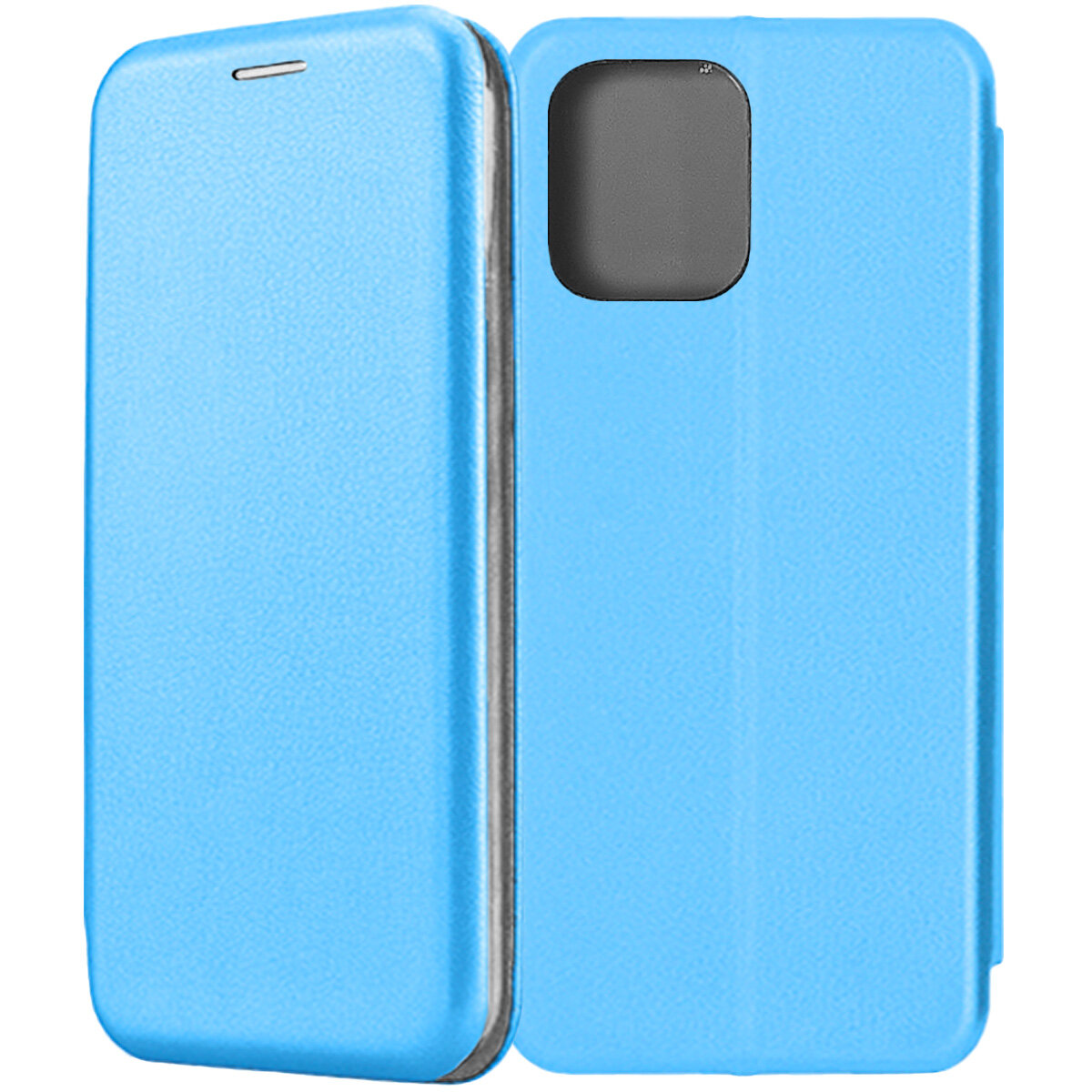 Чехол-книжка для Redmi 12 голубой / подставка, отделение для карт