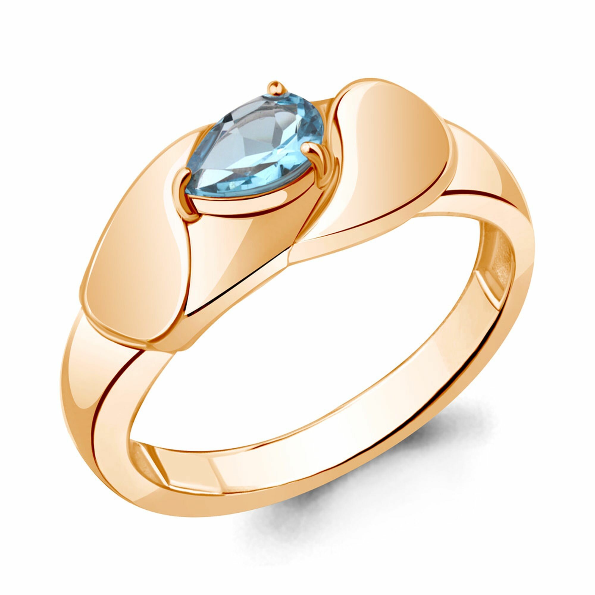 Кольцо, серебро, 925 проба, золочение, топаз