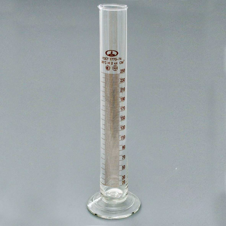 Цилиндр 1-250-2 с носиком и стеклянным основанием