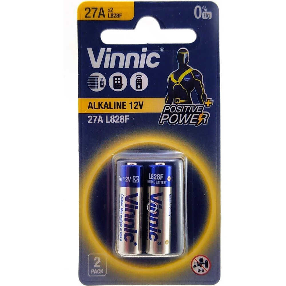 Алкалиновые щелочные батарейки VINNIC A27 12В блистер/2 штуки 4898338012804