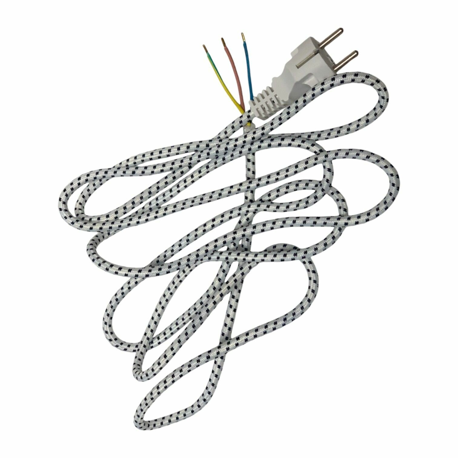 Шнур для утюга трехжильный в тканевой оплетке с евровилкой на 2,75 м