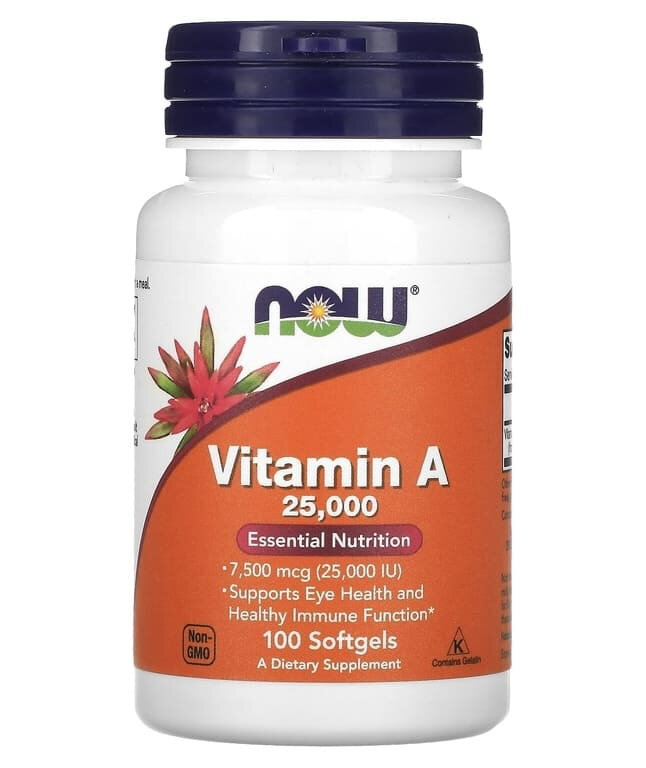 NOW Foods Vitamin A 25000 IU 100 гел. капсул